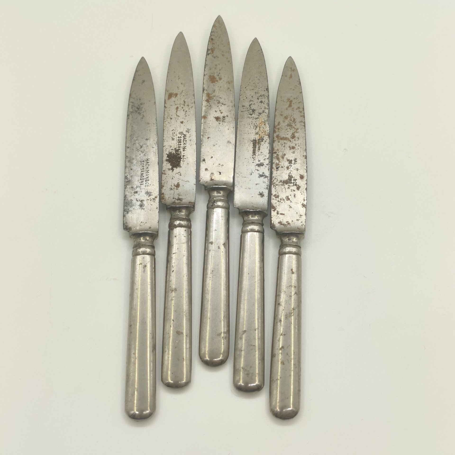Набор из 5-ти фруктовых ножей, сталь, Hackman Sorsakoski, Финляндия, 1890-1917 гг.