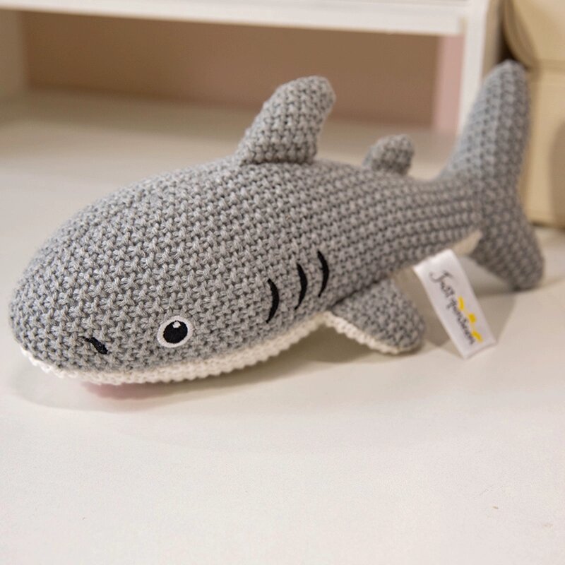 Милый вязаный кролик-комфортер, игрушка-лиса, плюшевый осьминог для сна младенцев, подарок Акула-25см_16–30 см