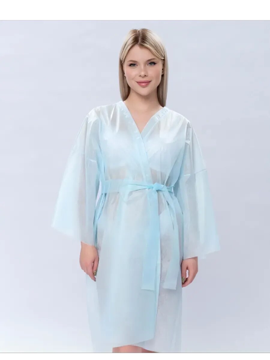 Халат 1 штука одноразовый Спанбонд с длинным рукавом