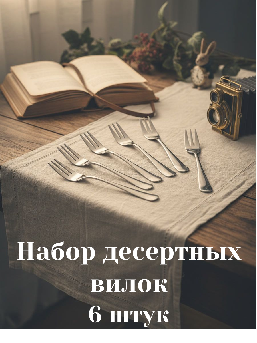 Набор десертных вилок, нержавеющая сталь, длина 14см, 6 штук