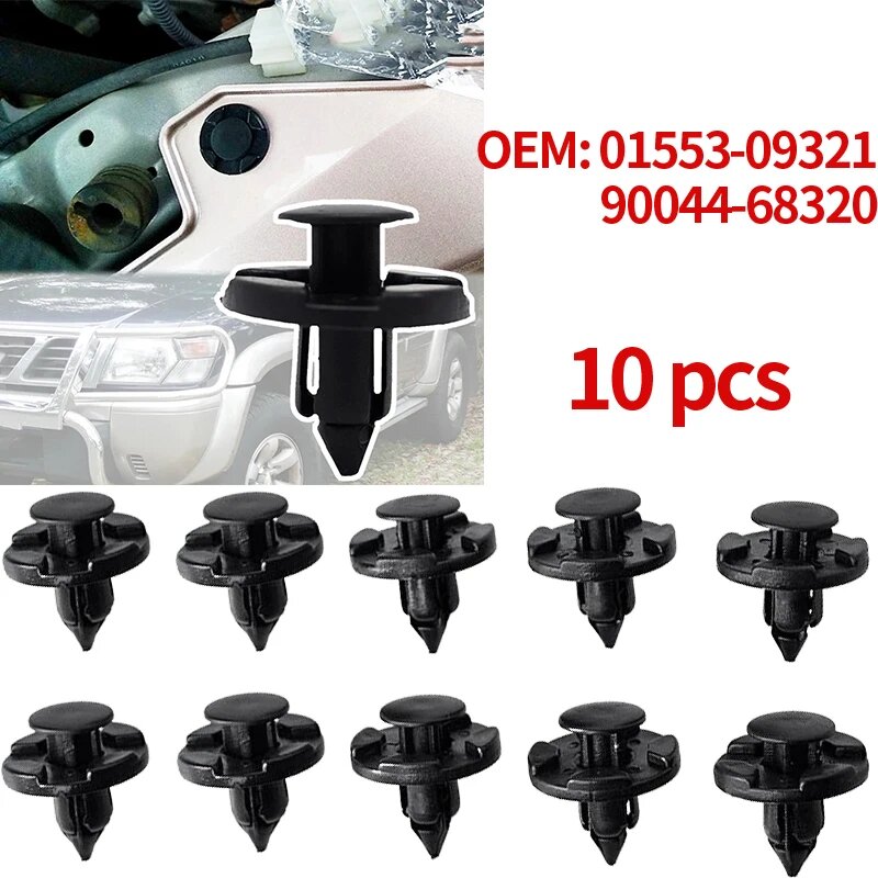 10 шт, 8 мм, застежки для кузова, заклепки, зажимы, фиксатор накладки бампера, комплект креплений для Lexus Subaru Nissan 01553-09321 90044-68320