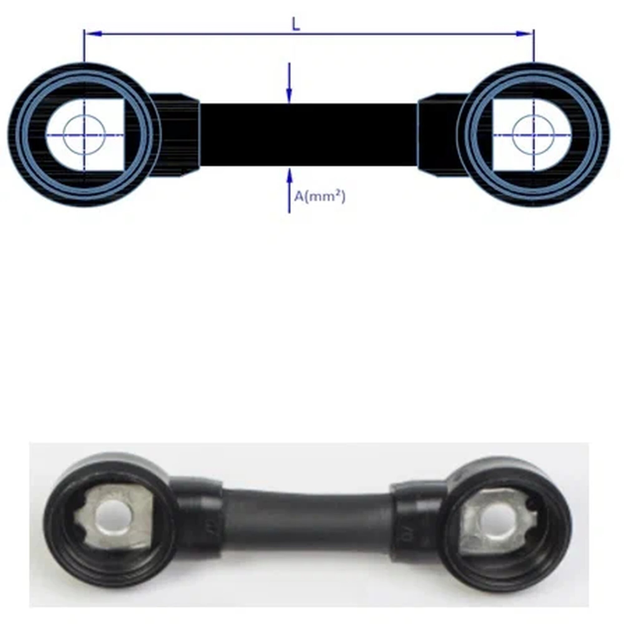 Перемычка 50х130мм для тяговых аккумуляторов, 1 штука, цвет черный