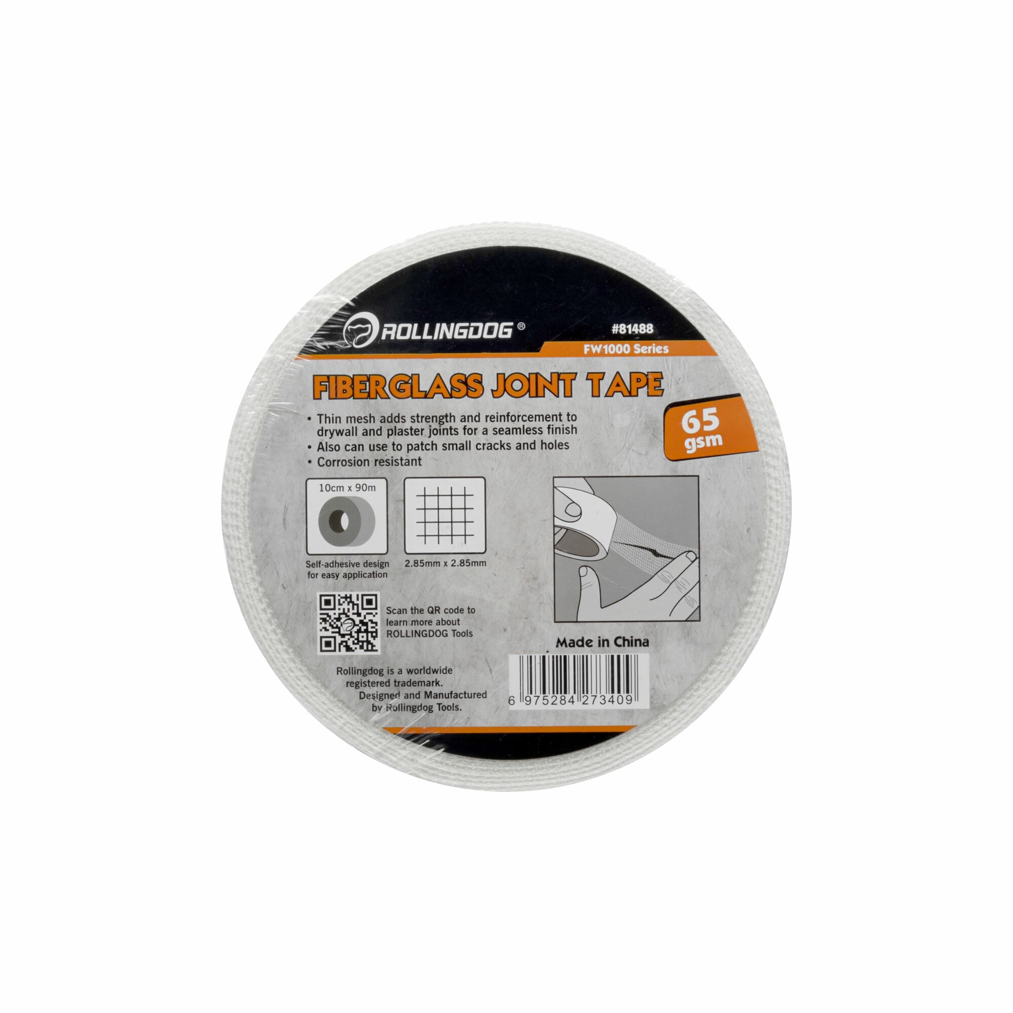 Серпянка для гипсокартона Rollingdog FW1000 65 г/м2, 10см*90м, стекловолокно, арт.81488