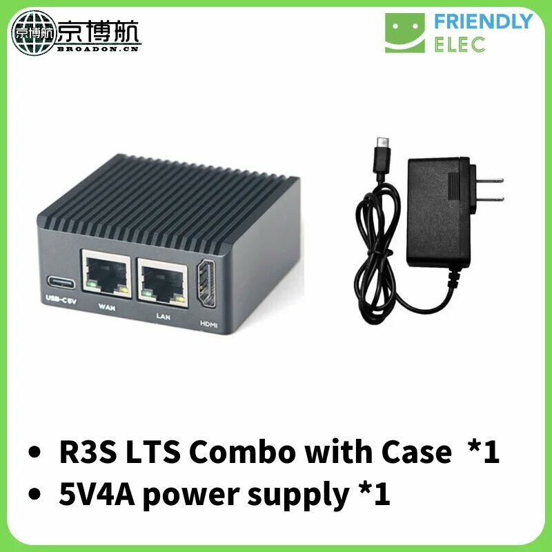Friendlyelec NanoPi R3S LTS плата Черный, Case Power, 1G RAM-0G EMMC