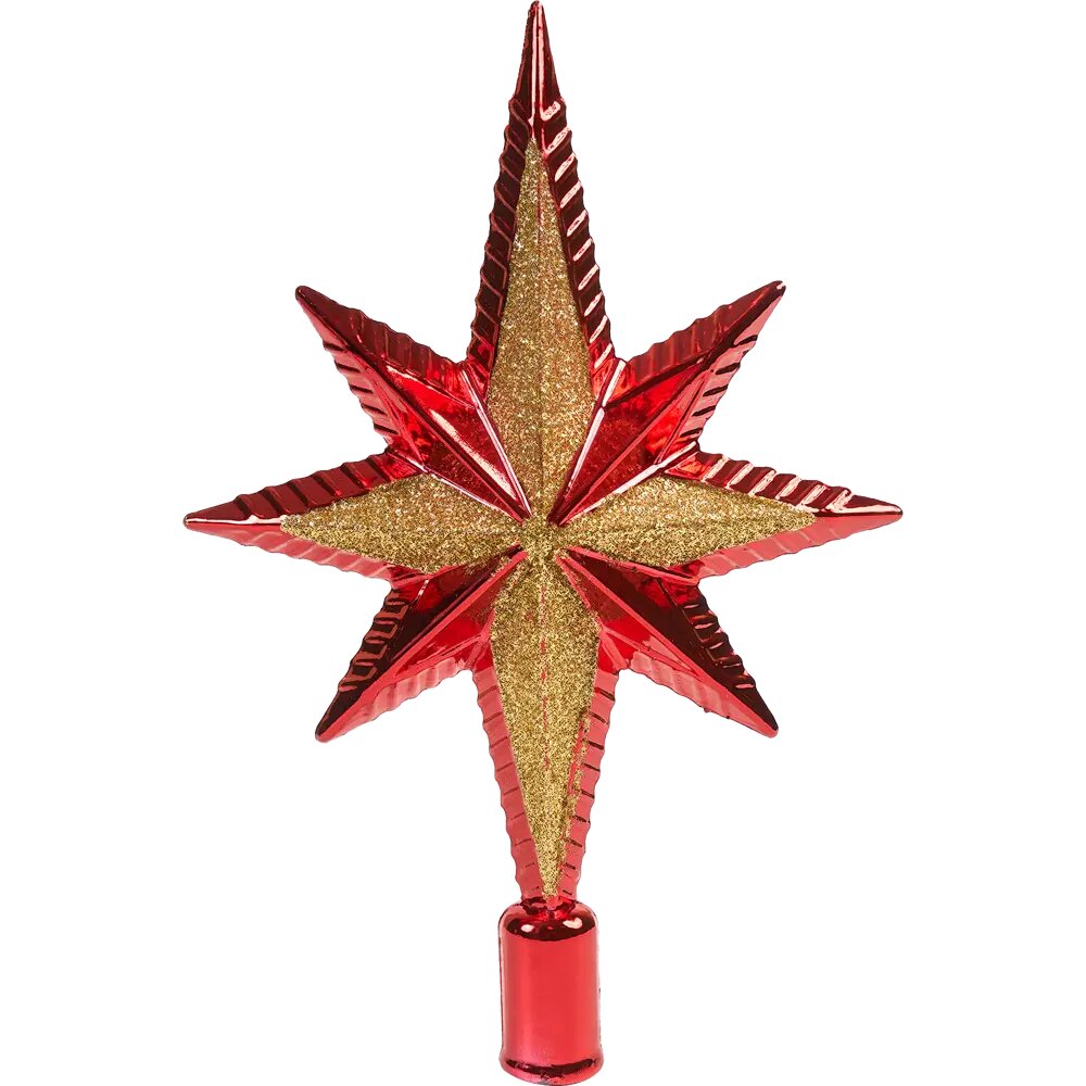 Верхушка на елку "Звезда Семиконечная", высота 20 см, красная