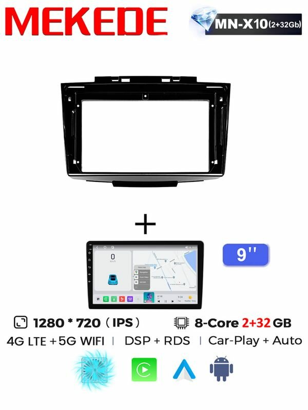Магнитола 9" Mekede MN X10 Pro 2/32 Gb Great Wall Hover Haval H5 1 2010-2017 carplay