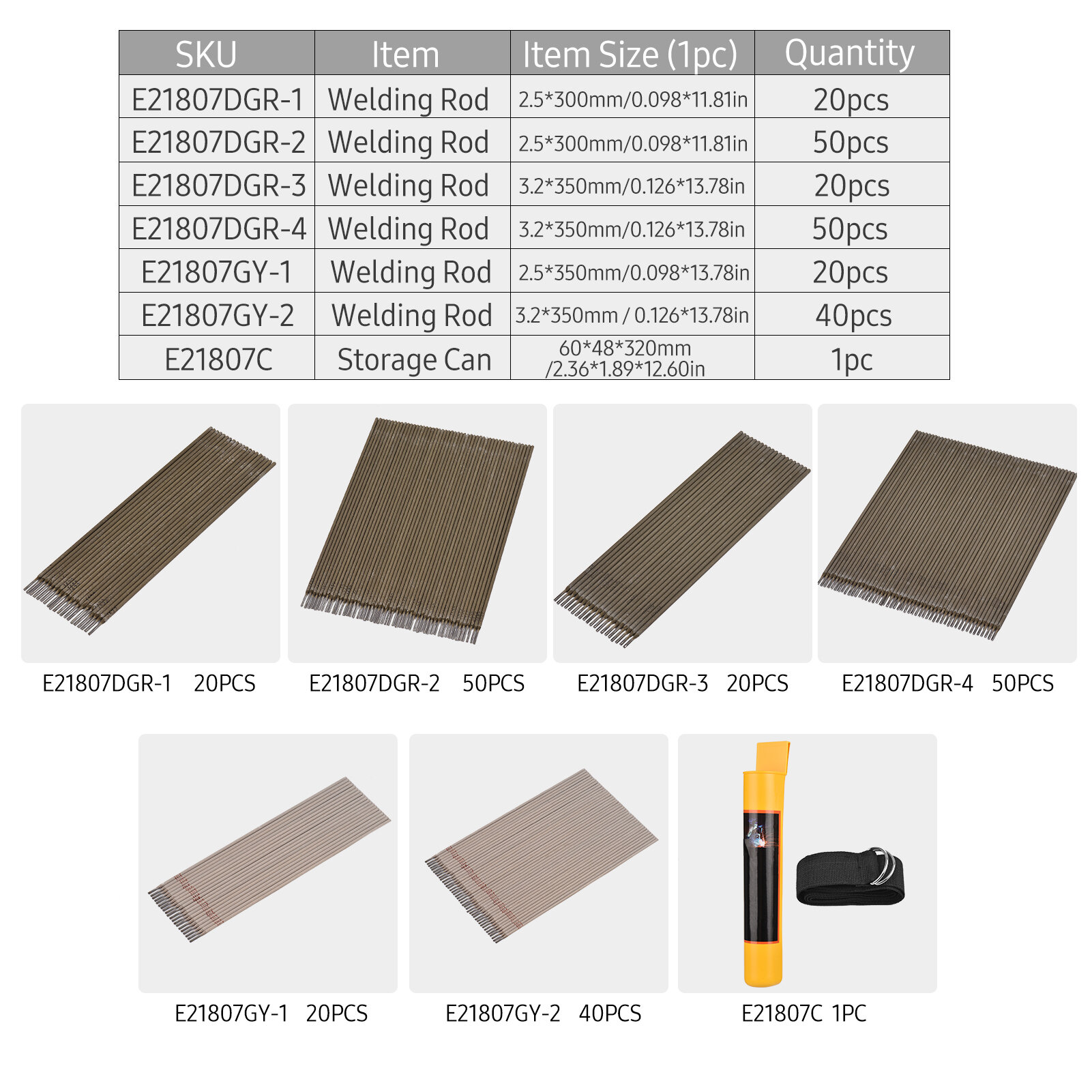 Набор из 60 сварочных прутков, электрод из углеродистой стали 2,5x300 мм, для сварочных работ, принадлежностей для резки и сварки с контейнером для хранения