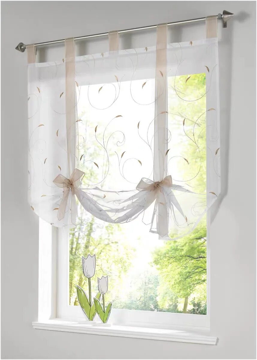 Однотонные римские шторы из полиэстера 1 шт. W100cm x H140cm, Beach Color
