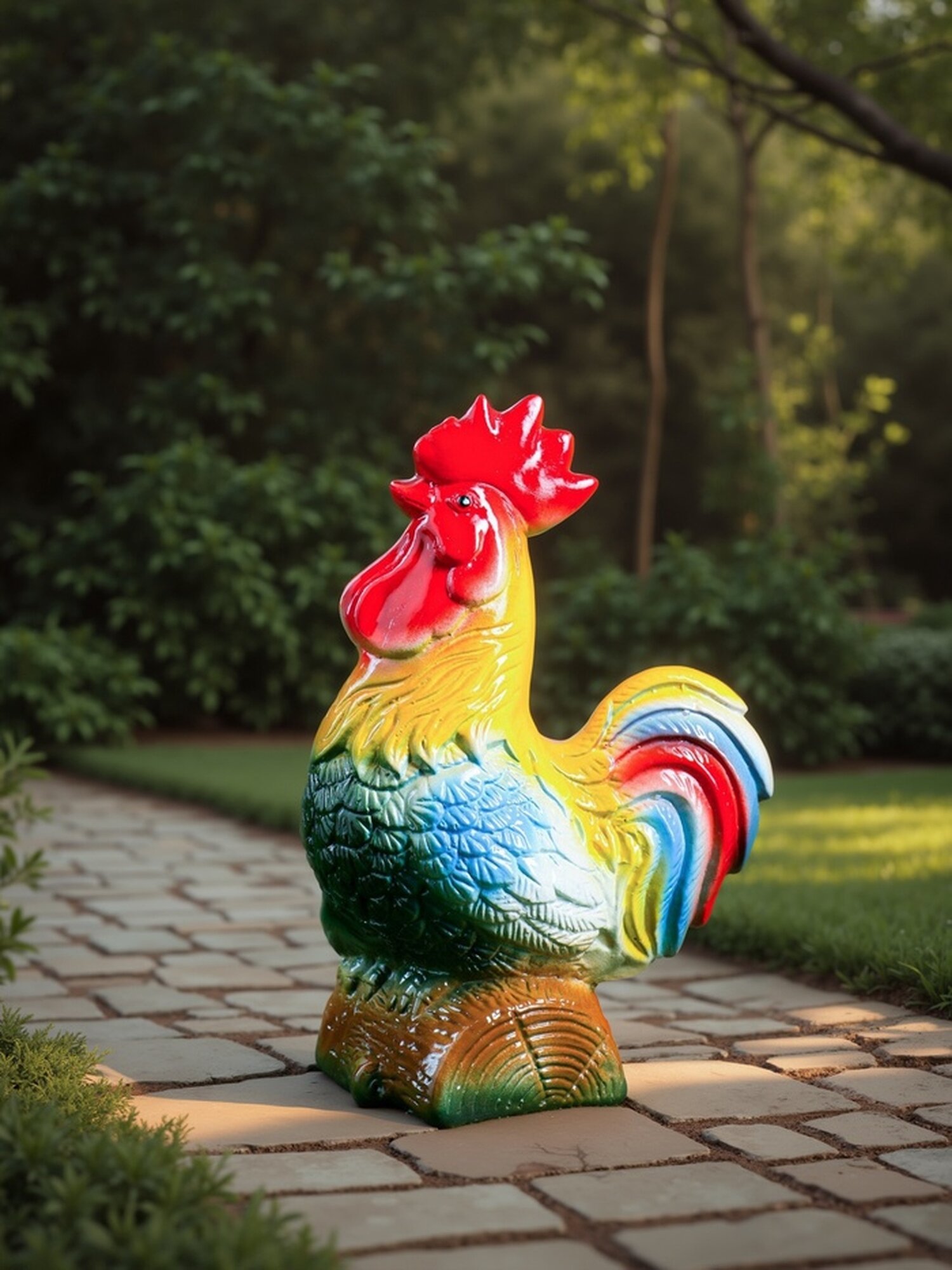 Садовая фигура Хорошие сувениры "Петух на бревне", 29 см, цветной
