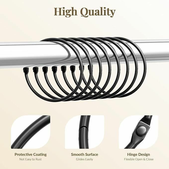 Кольца для штор металлические черный диаметр 5.5 см комплект 12 шт