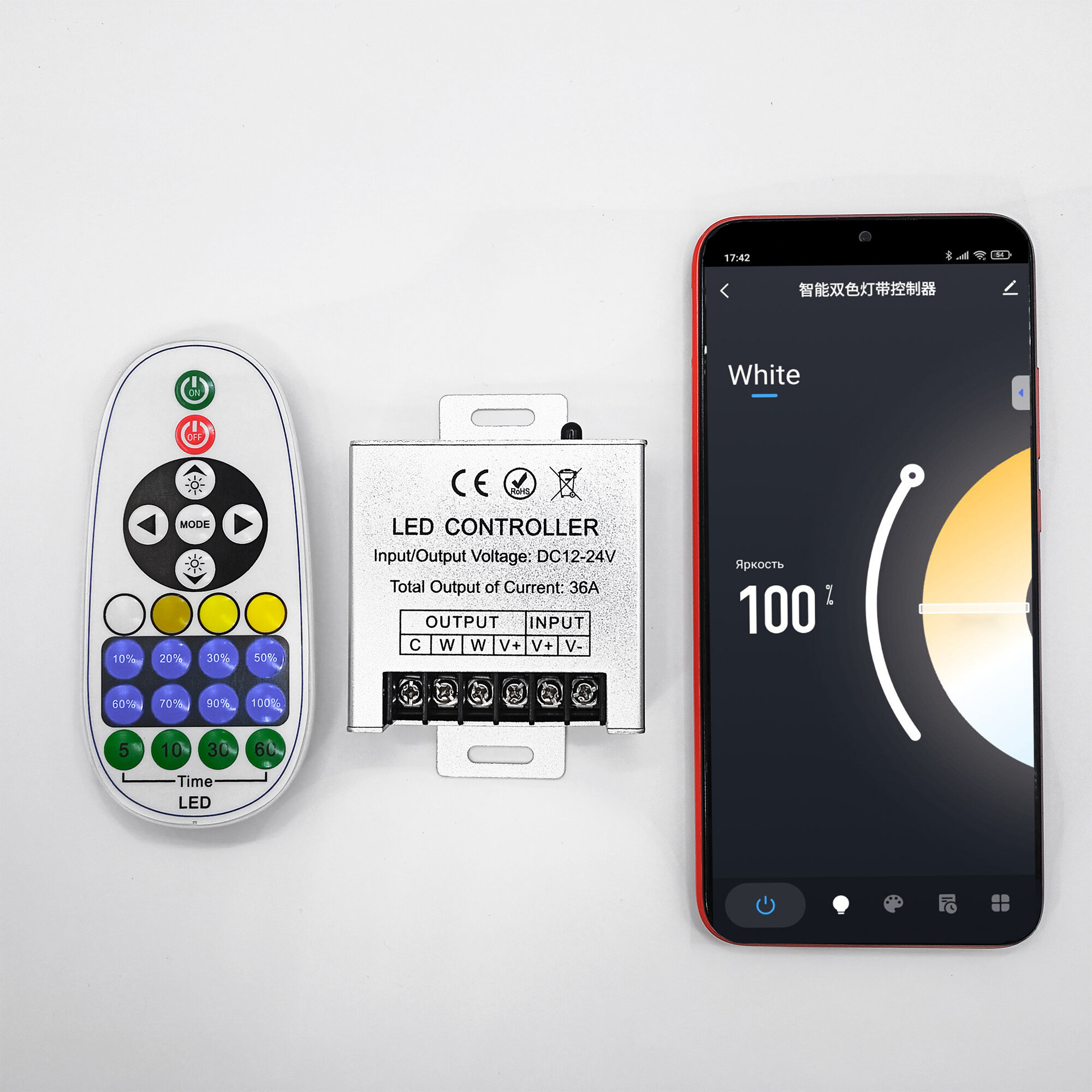 Контроллер CCT ленты с умным домом Tuya 432w/864w (металлический корпус) IR пульт Giant4