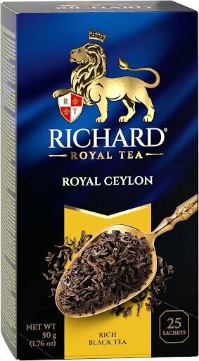 Чай черный RICHARD Royal Ceylon Цейлонский байховый, 25пак x 5 упаковок