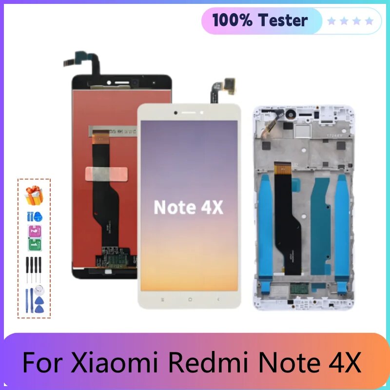Оригинальный ЖК-дисплей 5,5 дюйма для Xiaomi Redmi Note 4X, дигитайзер сенсорного экрана в сборе, замена Note 4X с рамкой дисплея Black With Frame