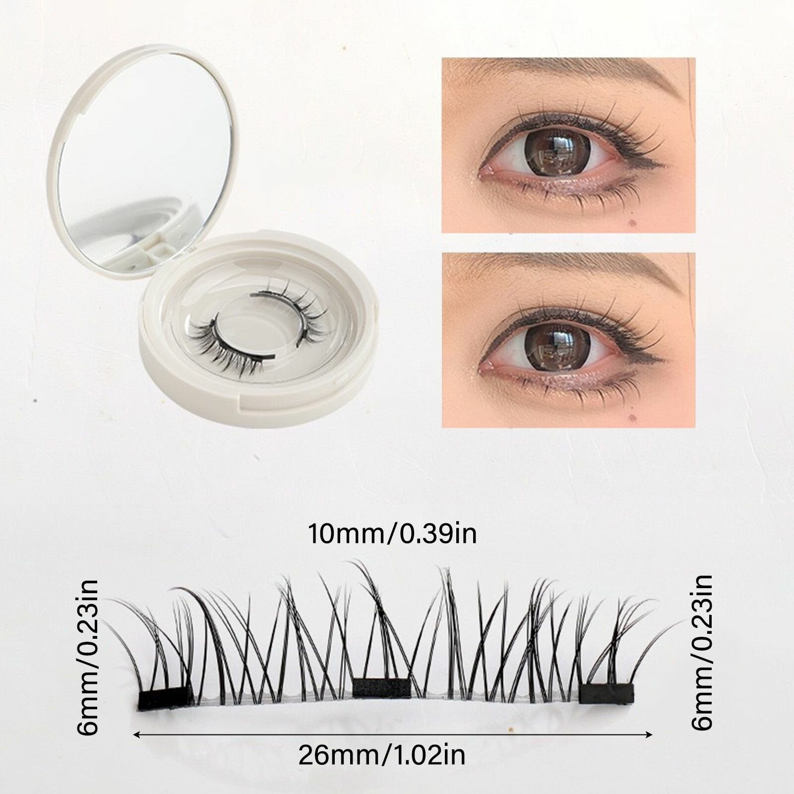 Магнитные накладные ресницы 3 пары, имитация норки, USB-зарядка, натуральный густой эффект