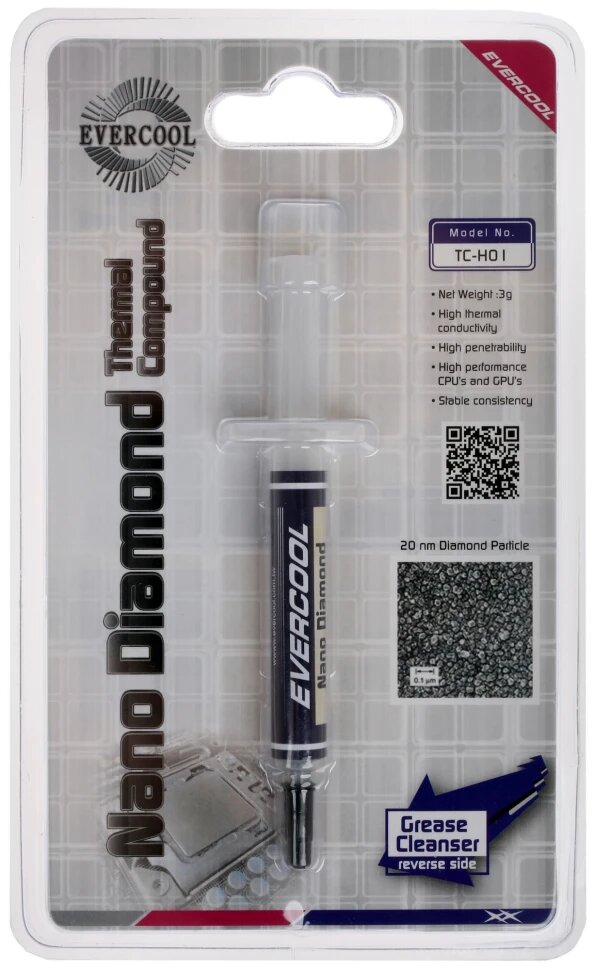 Термопаста Evercool Nano Diamond TC-H01, 3 г, 8 Вт/мК, шприц, -50 °C, 250 °C
