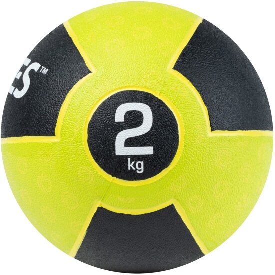 Медбол Torres 2 кг, AL00232, диаметр 19,5 см, салатово-черный