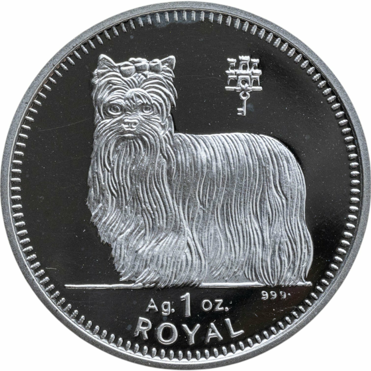 Гибралтар 1 роял 1997 Proof "Собака Йоркширский терьер" в футляре, Серебро 999