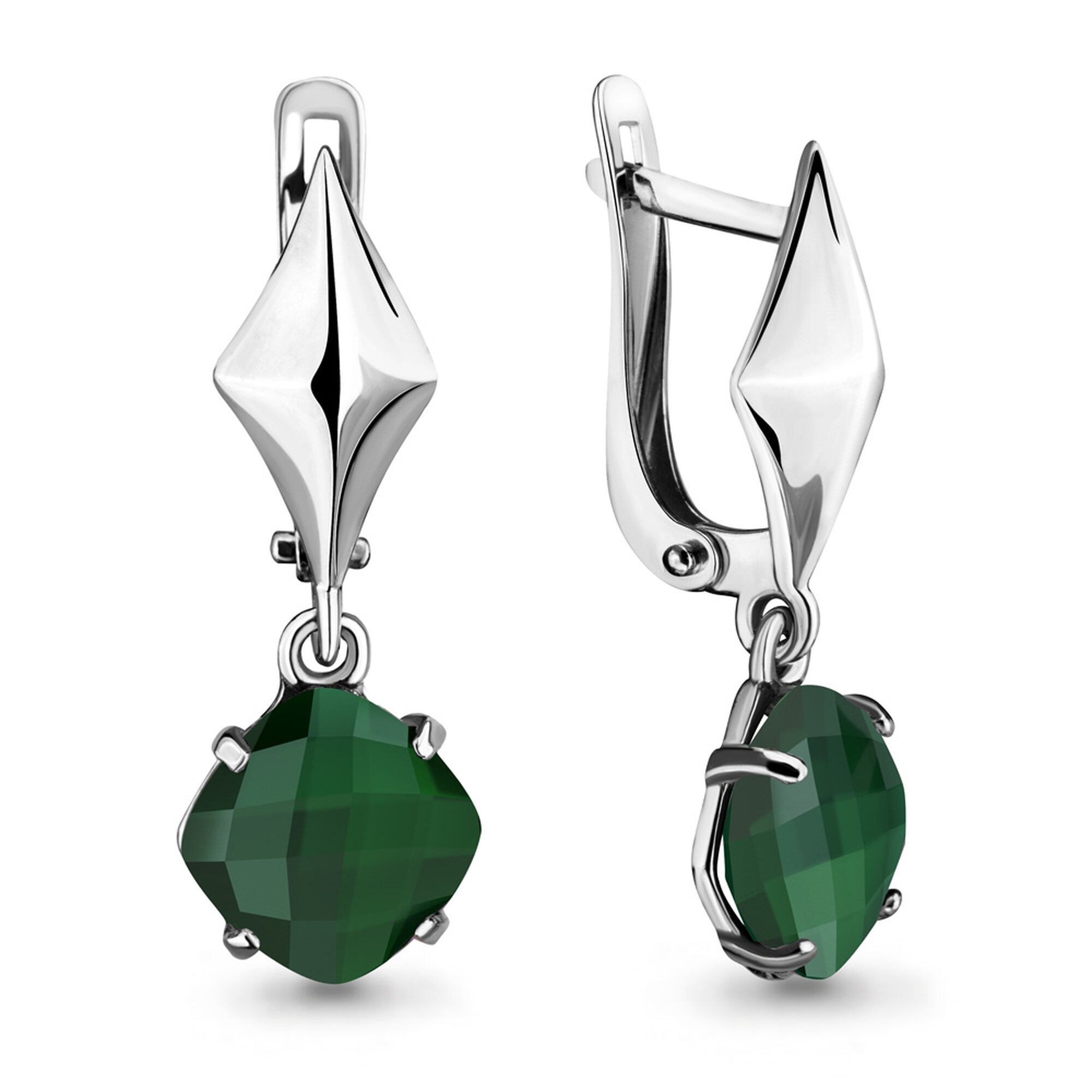 Серьги, серебро, 925 проба, родирование, агат