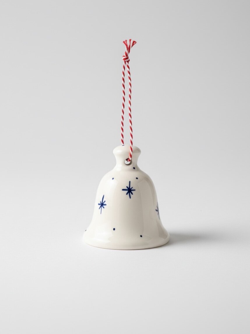 Ёлочная игрушка колокольчик «Звёздочки», керамика