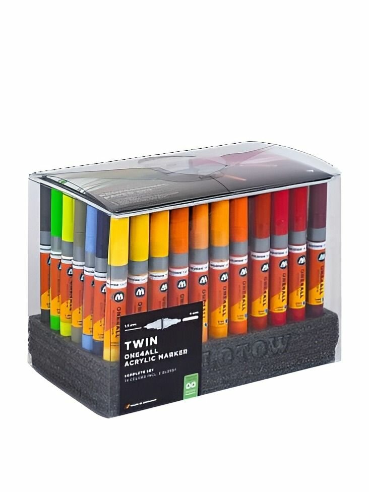 Набор акриловых маркеров Molotow One4all Acrylic Twin 1.5 / 4 мм Complete-Set 74 штуки