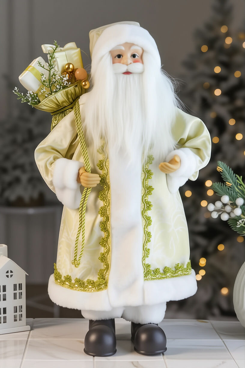 Фигура под ёлку ДЕД мороз - золотая душа, керамика, полиэстер, пластик, 45 см, Winter Deco 1000357