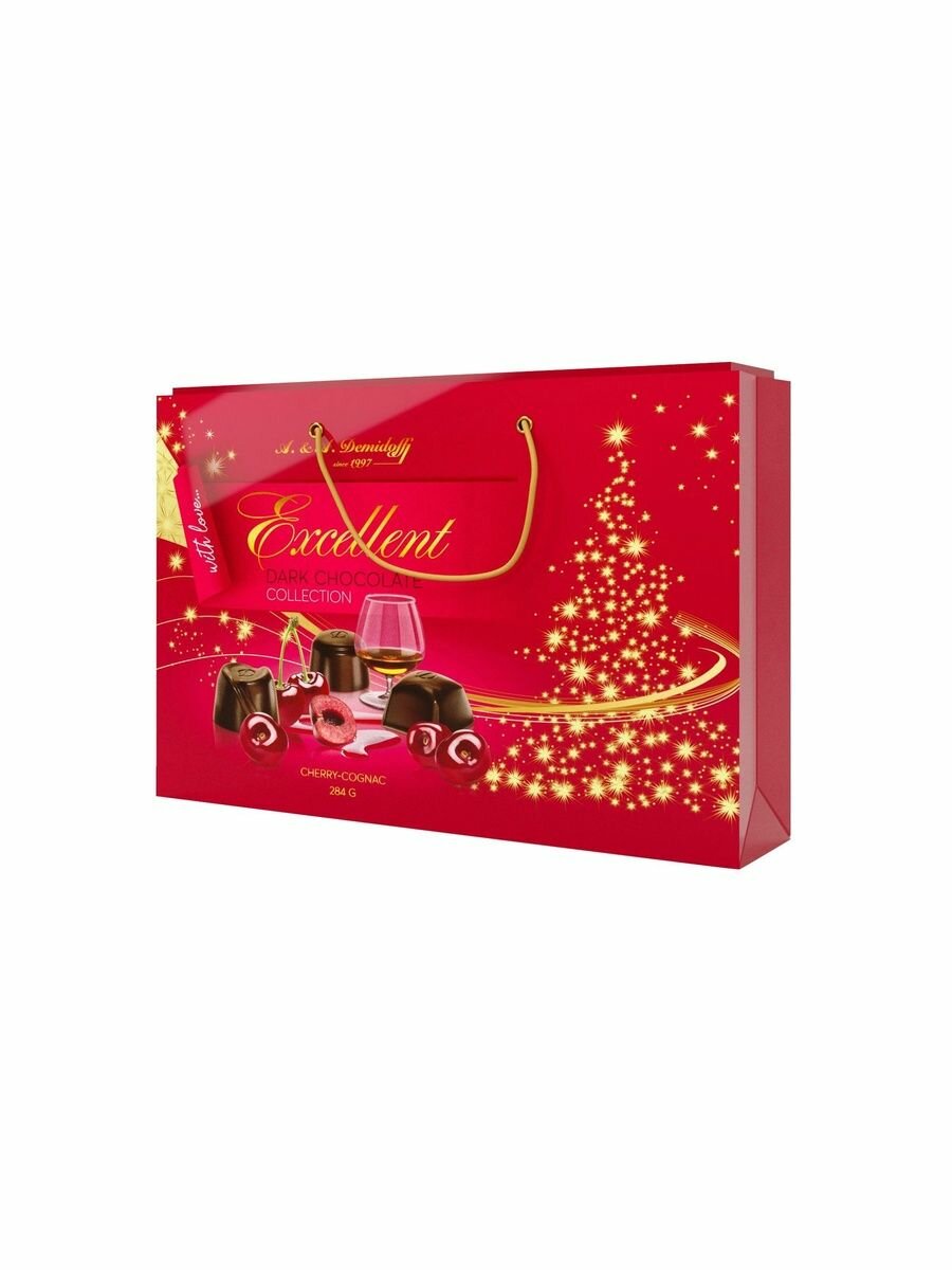 Набор конфет в темном шоколаде "Варенье вишня" с коньяком 284гр 1 шт.