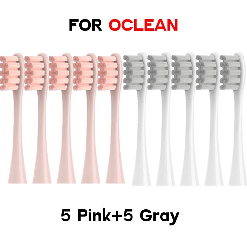 Насадки для зубных щеток Oclean, 10 шт, мягкие, DuPont 5Pink5gray