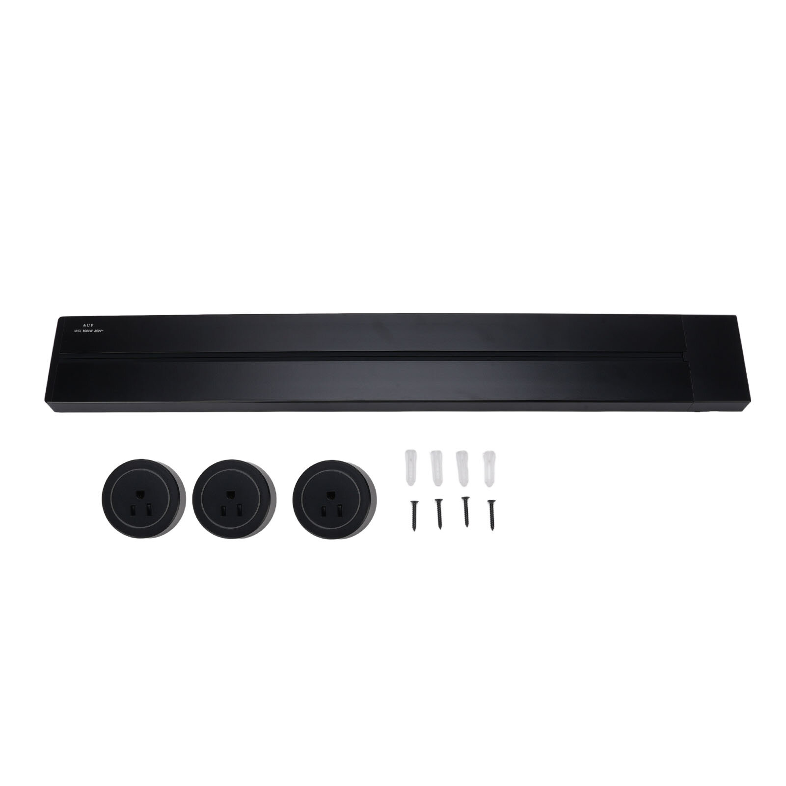 Настенный удлинитель с розетками и направляющими длиной 600 мм, 32 А, 8000 Вт, 3 розетки для гостиной, спальни, кухни, 3 розетки с вилкой стандарта США, AC125V 15A