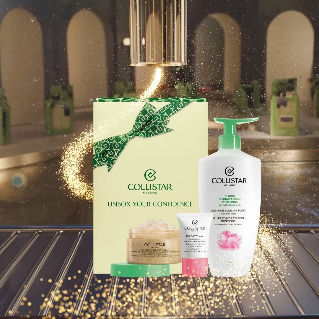 Collistar - Набор: Глубоко увлажняющий флюид для всех типов кожи 400 мл + Крем для лица Глубокое увлажнение 15 мл + Скраб для тела дренирующий 150 гр