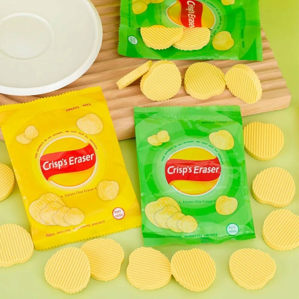 8 штук Реалистичные ластики в форме картофельных чипсов