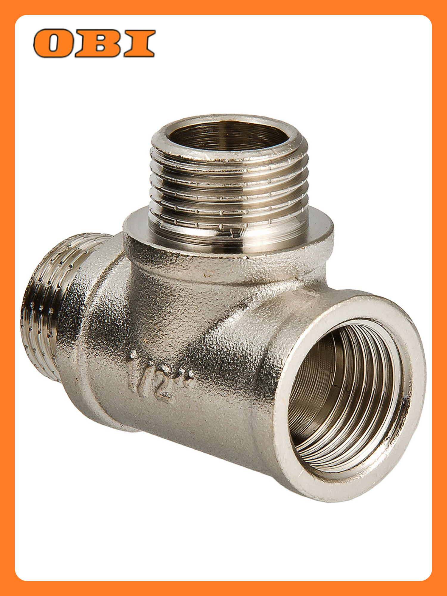 Тройник латунь никелированная VALTEC VT1330004 1/2"