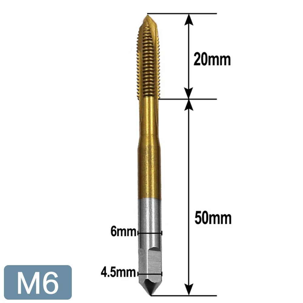 Метчик STONEGO M6, титановое покрытие, 50 мм