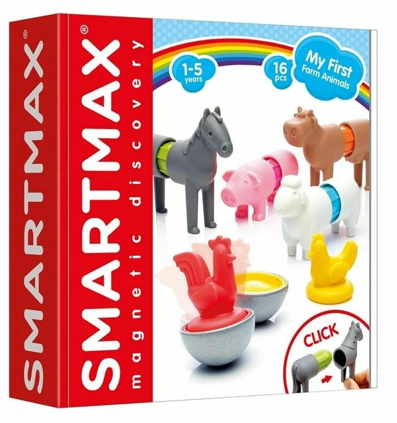 Набор SmartMax My First - Farm Animals /Магнитный конструктор для малышей Мои первые фермерские животные, 16 элементов - Смартмакс SMX221