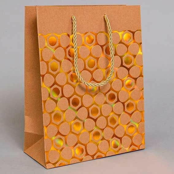 Пакет подарочный Микрос 18х23х8 см, "Общий" бумага крафт, фольга (Ч55251)