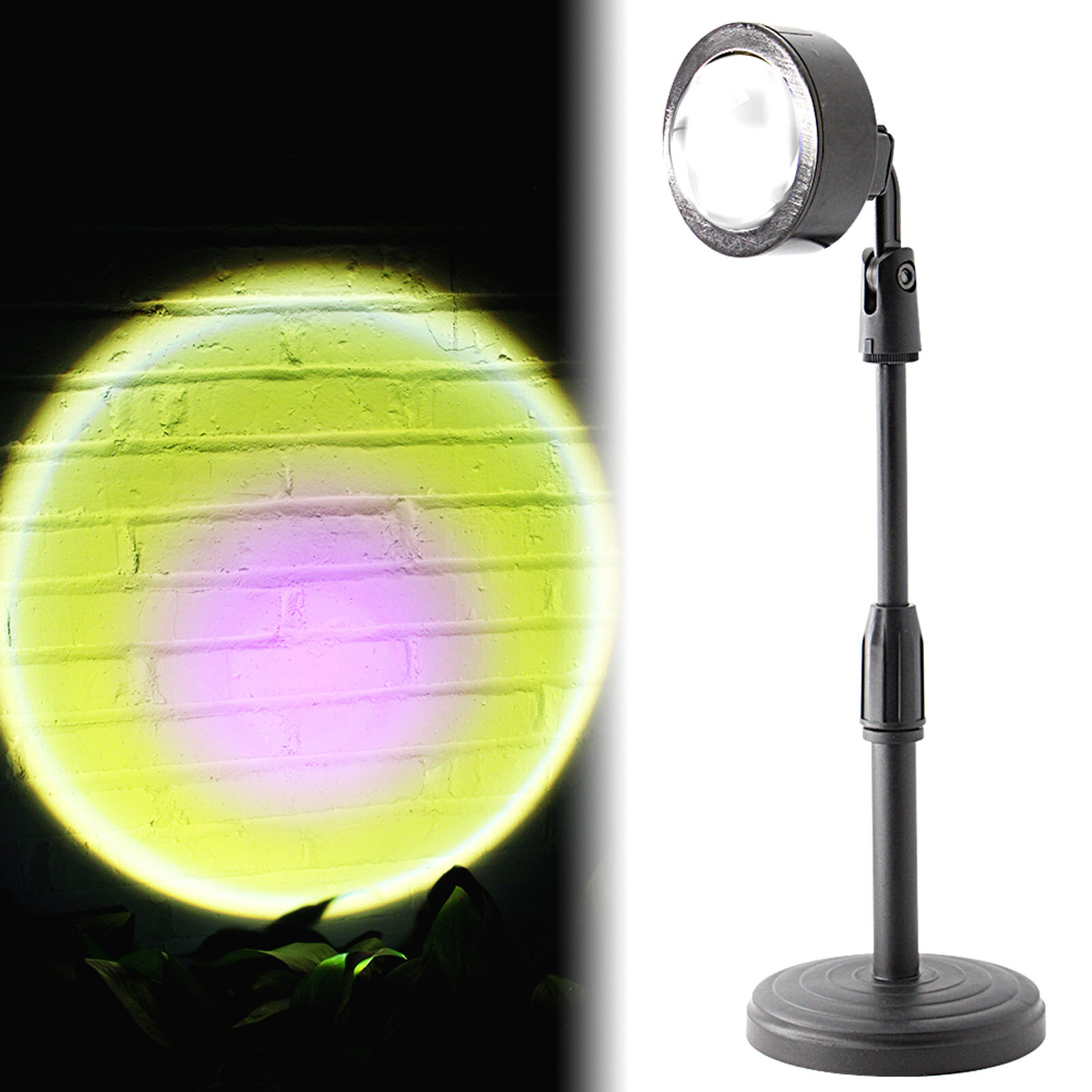 Проекторный свет Sunset, радужный, солнечный, заходящего солнца, стиль, напряжение DC5V, длина USB-кабеля 180см, регулировка угла лампы 90°, размер упаковки 23.7смX16смX9.1см, вес упаковки 663г, 1xПроекторный свет Sunset, 1xUSB, для вечеринок, кино,