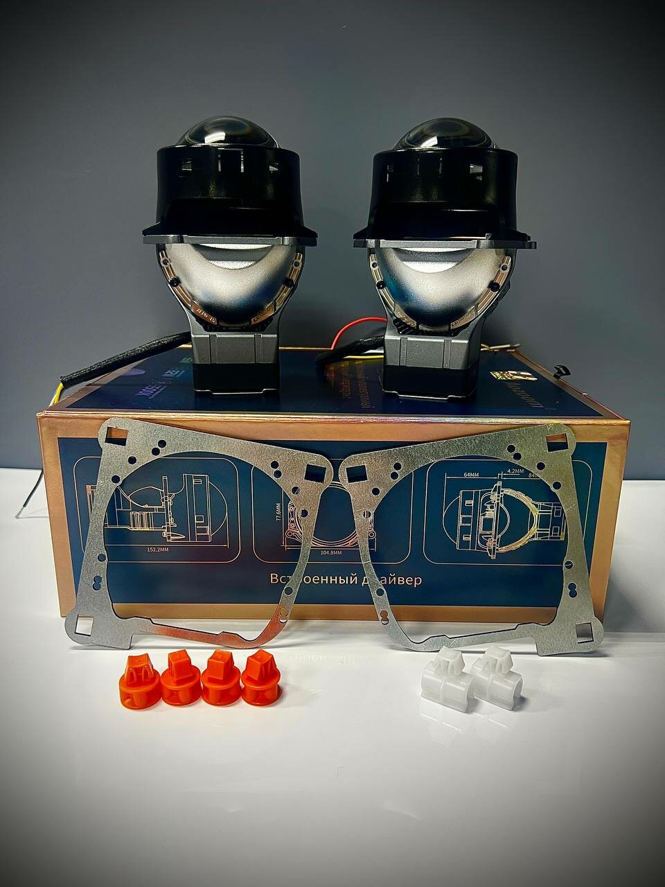 Светодиодные линзы оригинальный Aozoom K7 для Kia Sorento 2 Рестайлинг (2012 - 2020) / Соренто 2 - Dragon Knight DK300 / Aozoom линзы Аозум