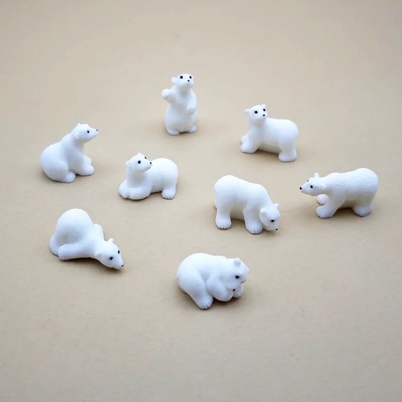 Мини-фигурки белых медведей из смолы 5pcs mix