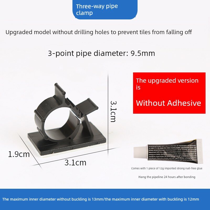 Зажим для трубы 3/8 дюйма на плитку и мрамор, черный, набор из 10 шт. надежное крепление для водопроводных труб