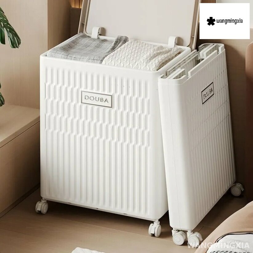 Вместительный складной контейнер на 100 литров с крышкой и колесами для сезонных вещей, одежды и игрушек бестселлер