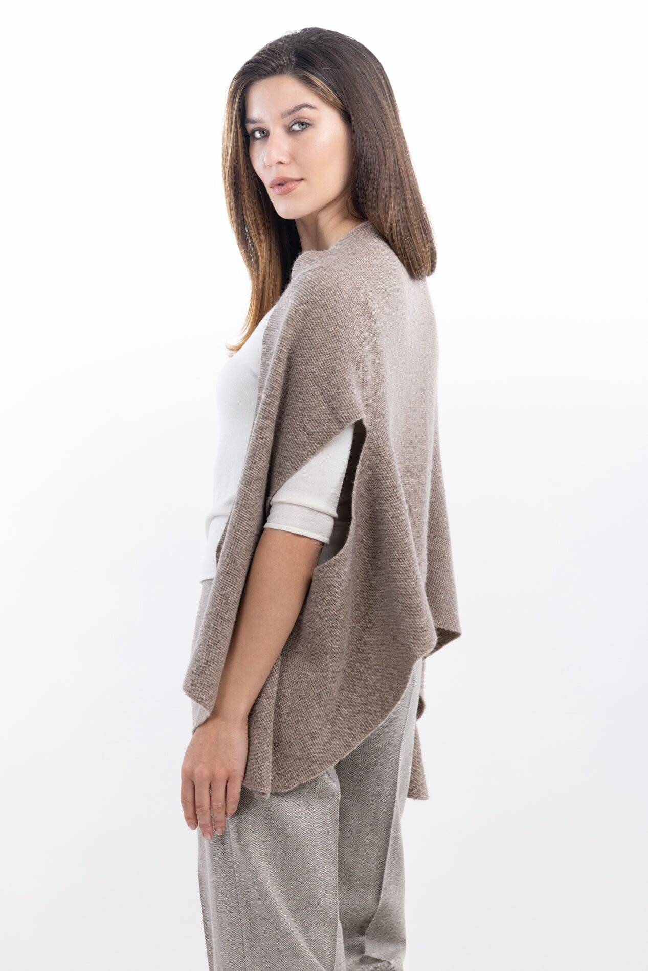 Палантин KHAN Cashmere для женщин,150х50 см, светло-коричневый — фото 1