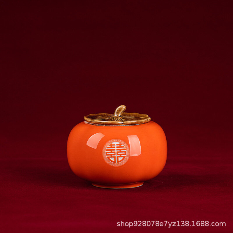 Хорошая хурма Двойной большой маленький размер Керамическая хурма Happy Candy Jar Герметичная банка для хранения Чайная
