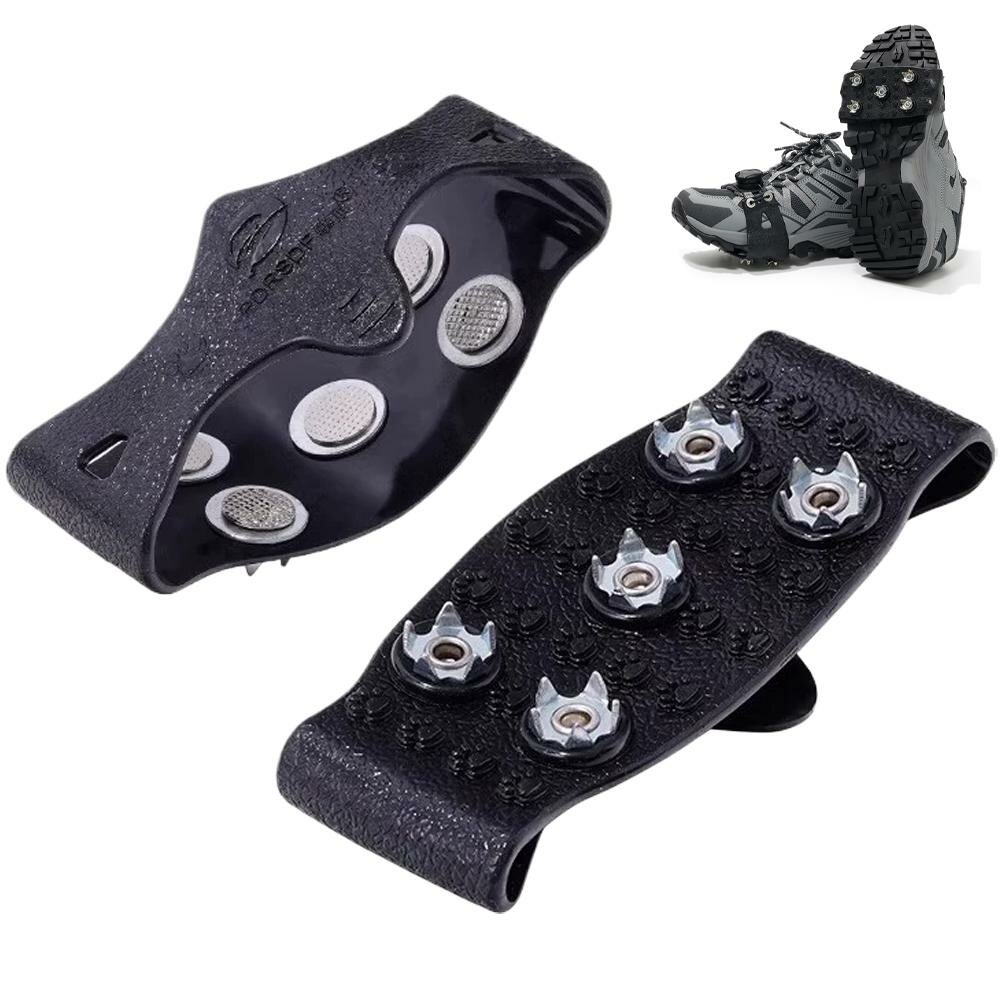 Универсальные противоскользящие шипы, новые 5-зубчатые ледовые шипы 2026 года для обуви и ботинок, противоскользящие накладки на снег и лед, подходят для походов, ходьбы, альпинизма, рыбалки и скалолазания.