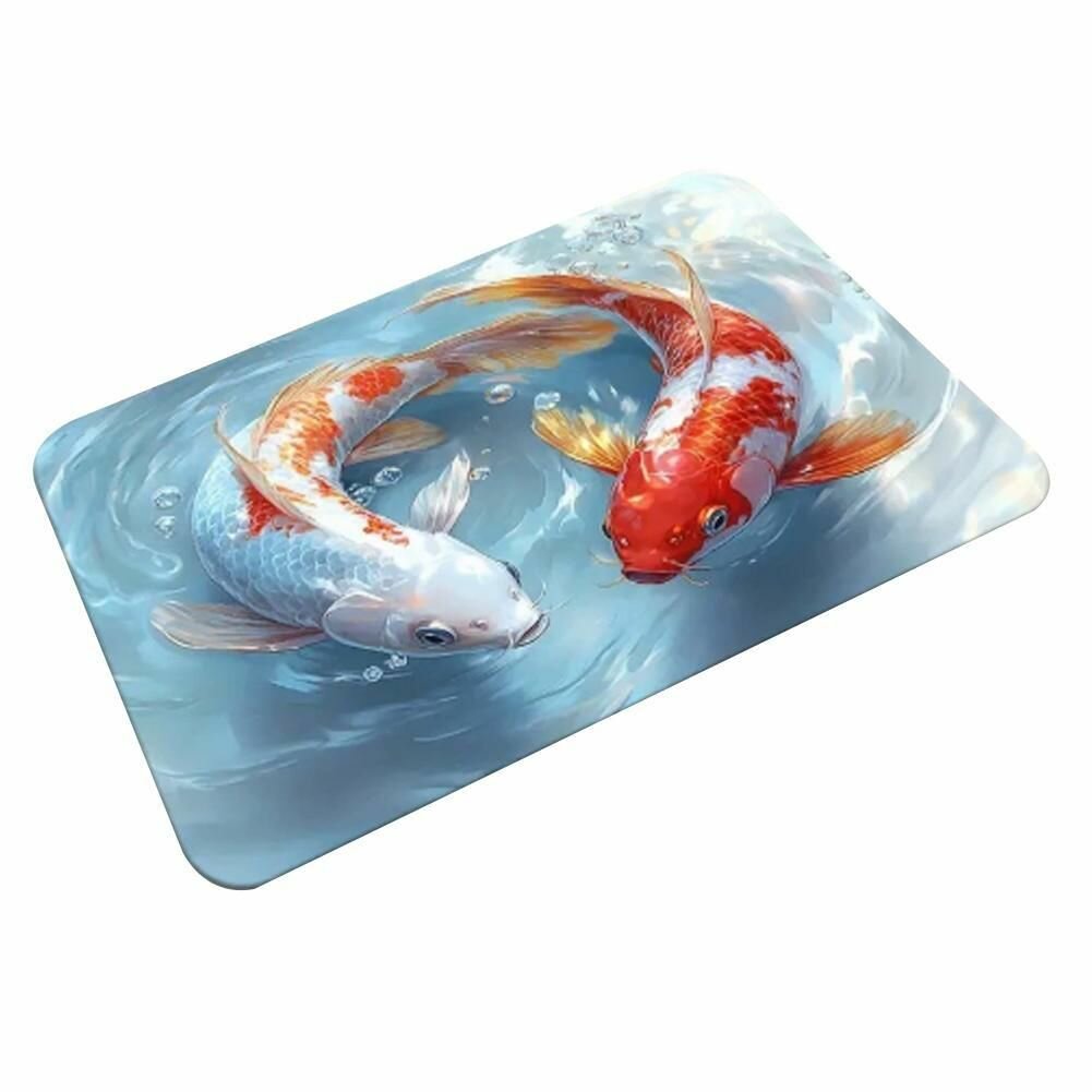 Коврик придверный Узор из рыб и пруда