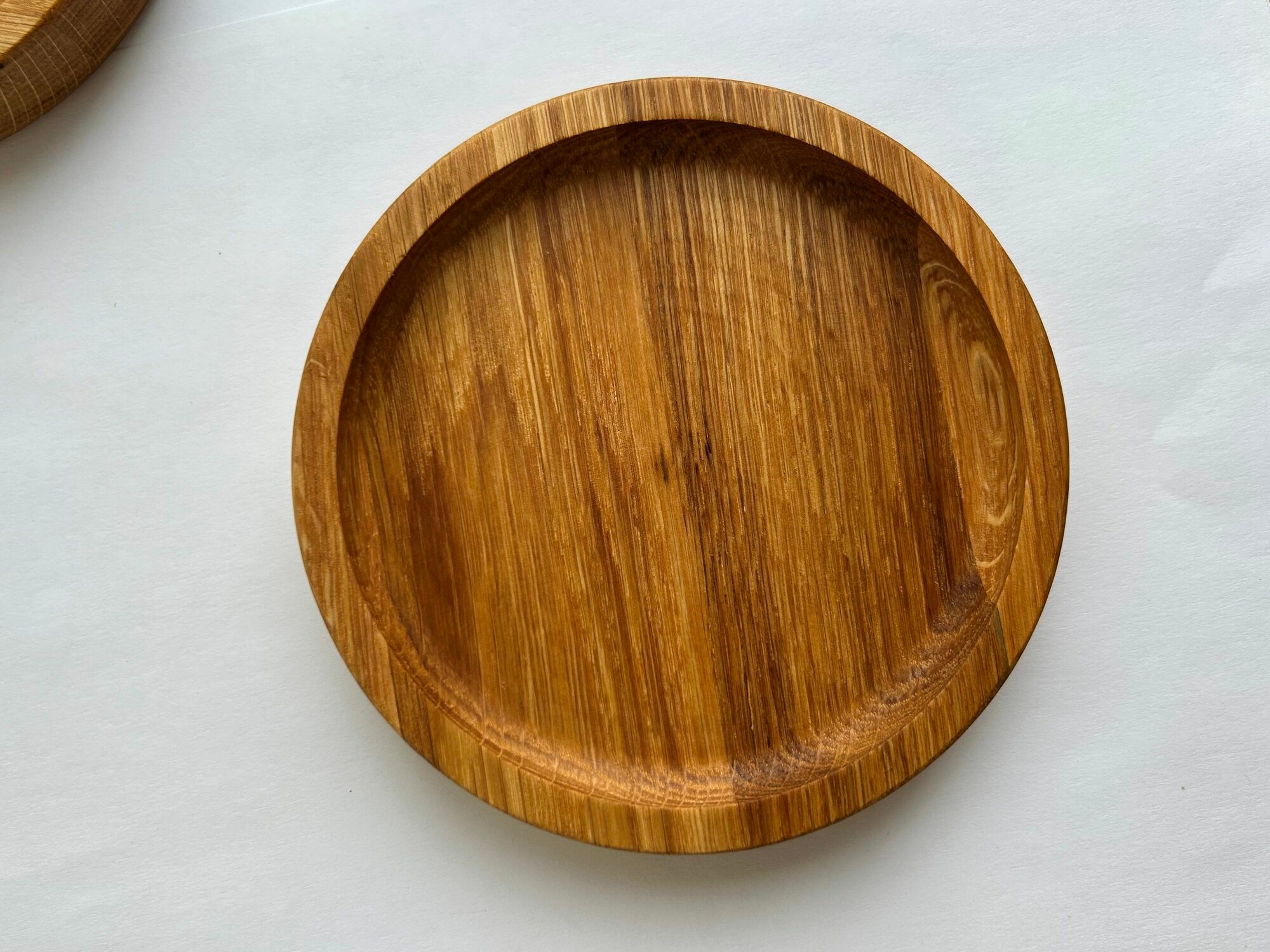 Менажница деревянная, блюдо, из дуба 12х2 см, для подачи, тарелка круглая, подставка под горячее.