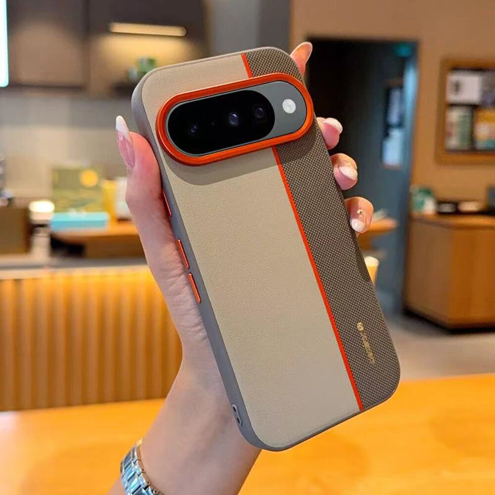 Простой кожаный чехол для телефона с вышивкой для Google Pixel 10 Pro XL, простой стильный противоударный чехол с цветным покрытием