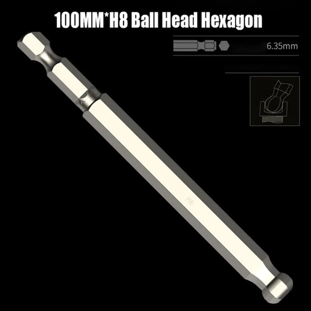 Шестигранный бит-отвертка с шаровым наконечником, метрический шестигранный бит, длиной 100 мм, с магнитным креплением