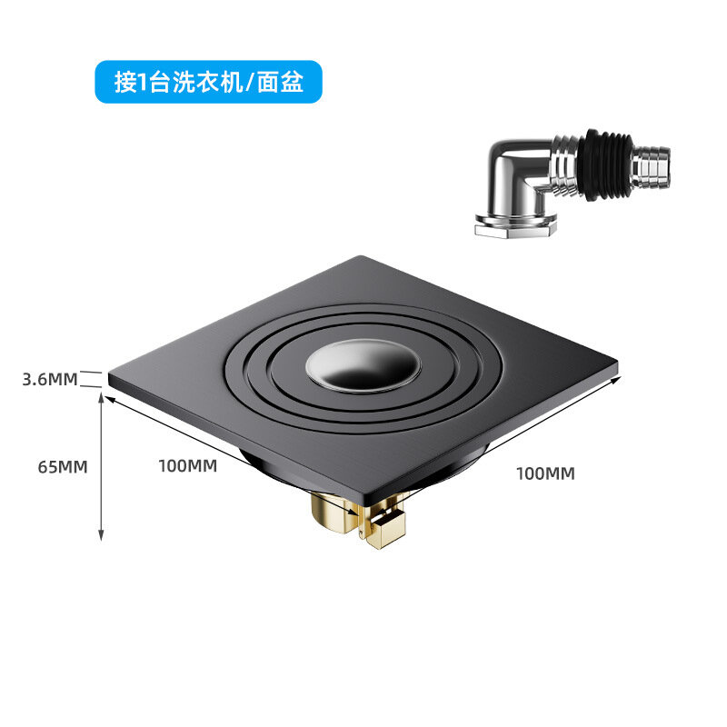 Полностью медный напольный слив, антизапах, серый, универсальный для ванной, балкона, стиральной машины, лодки, длинный невидимый напольный слив