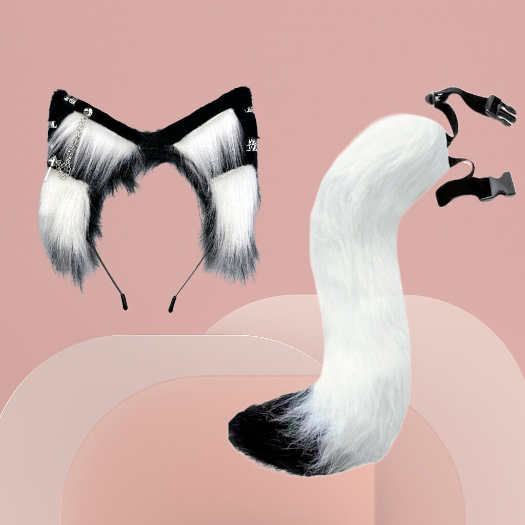 Набор повязок на голову с лисой, двухцветный градиент, японская лолита, кошачьи уши, плюшевые аксессуары для волос, ручная работа, реалистичные уши животных для женщин