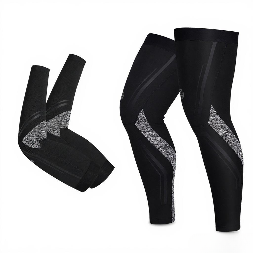 Набор спортивных рукавов и защитных ножек для зимы, велосипедных ветозащитных ножек, рукавов для рук, наружных фитнес-рукавов из полиэстера и спandex, размеры M, L, XL, упаковка 210*110*80мм, вес 303г, в комплект входят 1 пара рукавов и 1 пара ножек