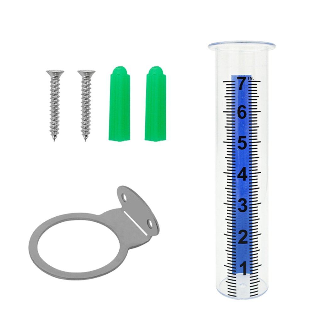Дождемер Наружный 7-дюймовый Дождемер Большой Емкости Сменная Трубка с Держателем Монтажной Стойки из Нержавеющей Стали Прозрачный
